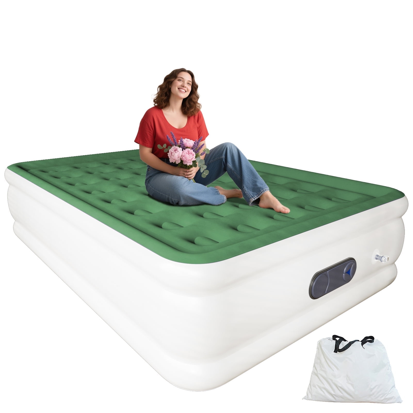 Full Size Air Mattress with Built in Pump,High Portable 18" Inflatable ...