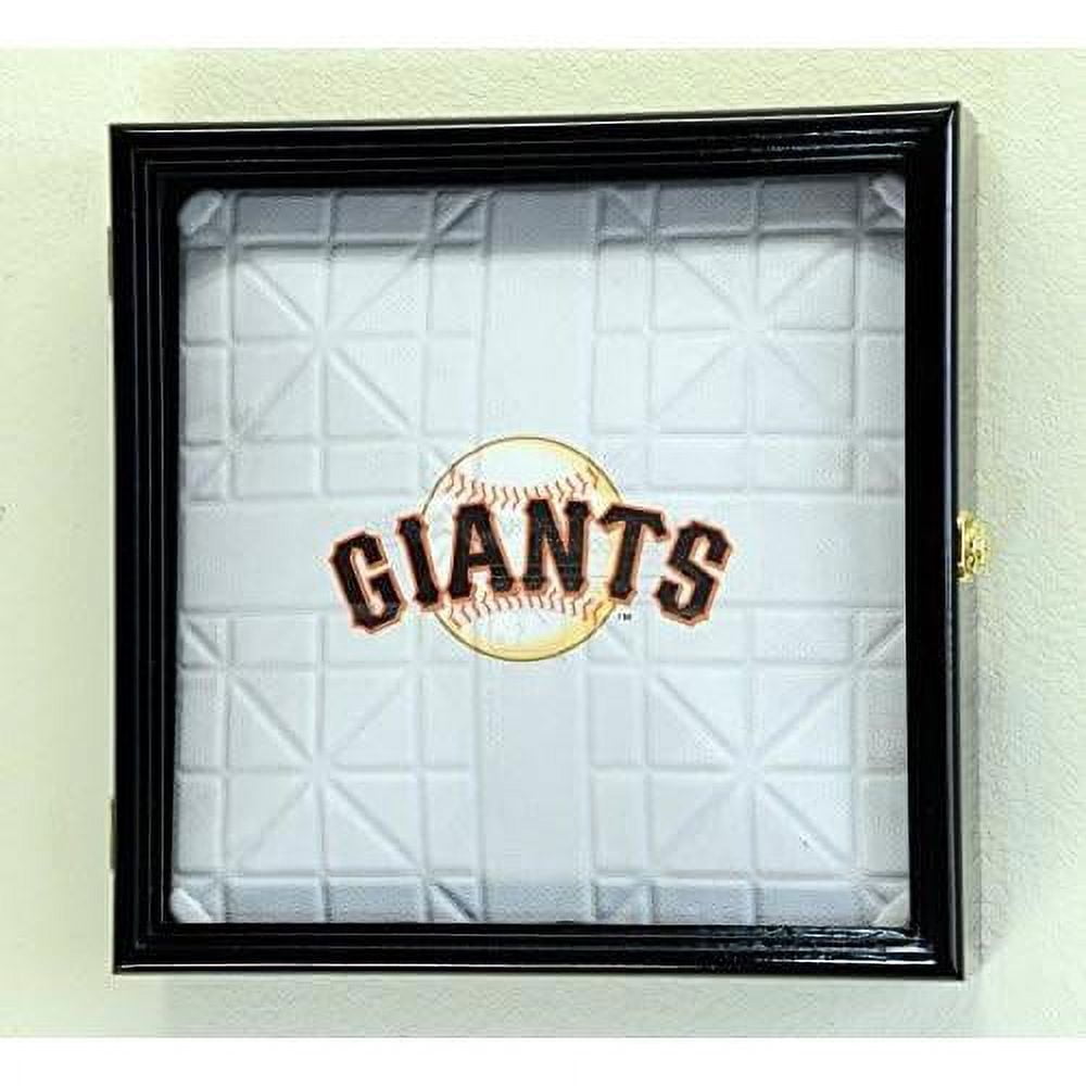 Full Size Baseball Base Plate Display Case Cabinet Shadowbox Holder 98% UV (Black Finish ...