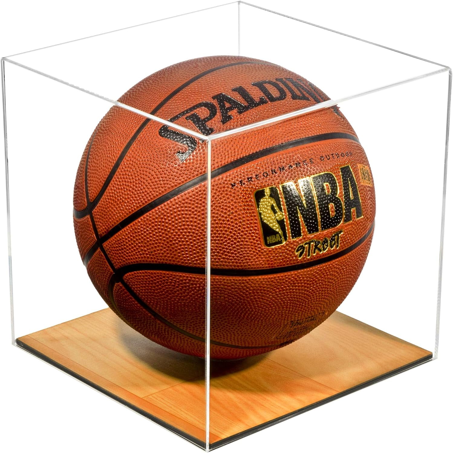 Full Size Basketball Display Case with Simulated Wood Base - Walmart.com