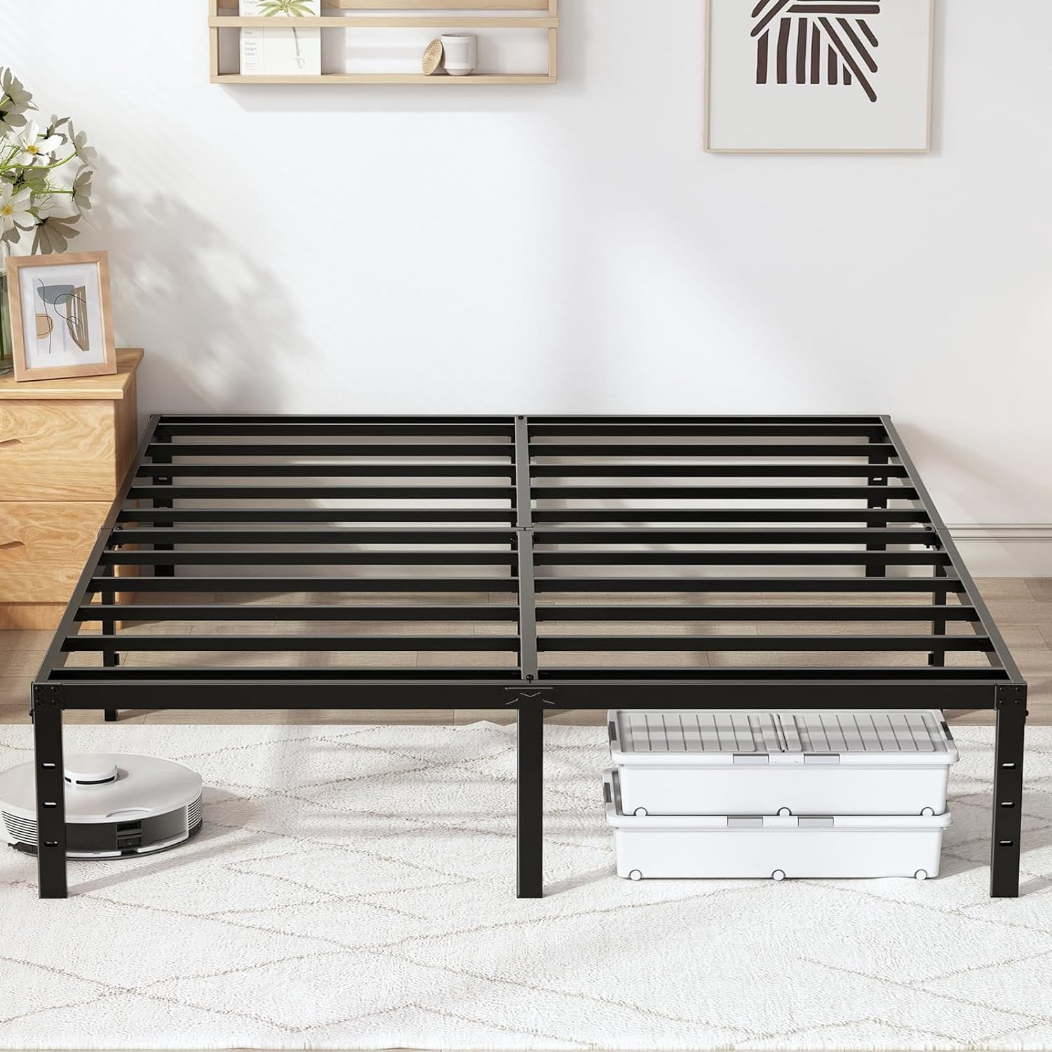 Full Size Bed Frame: 18" Metal Platform, 3600lbs Heavy Duty, No Box ...