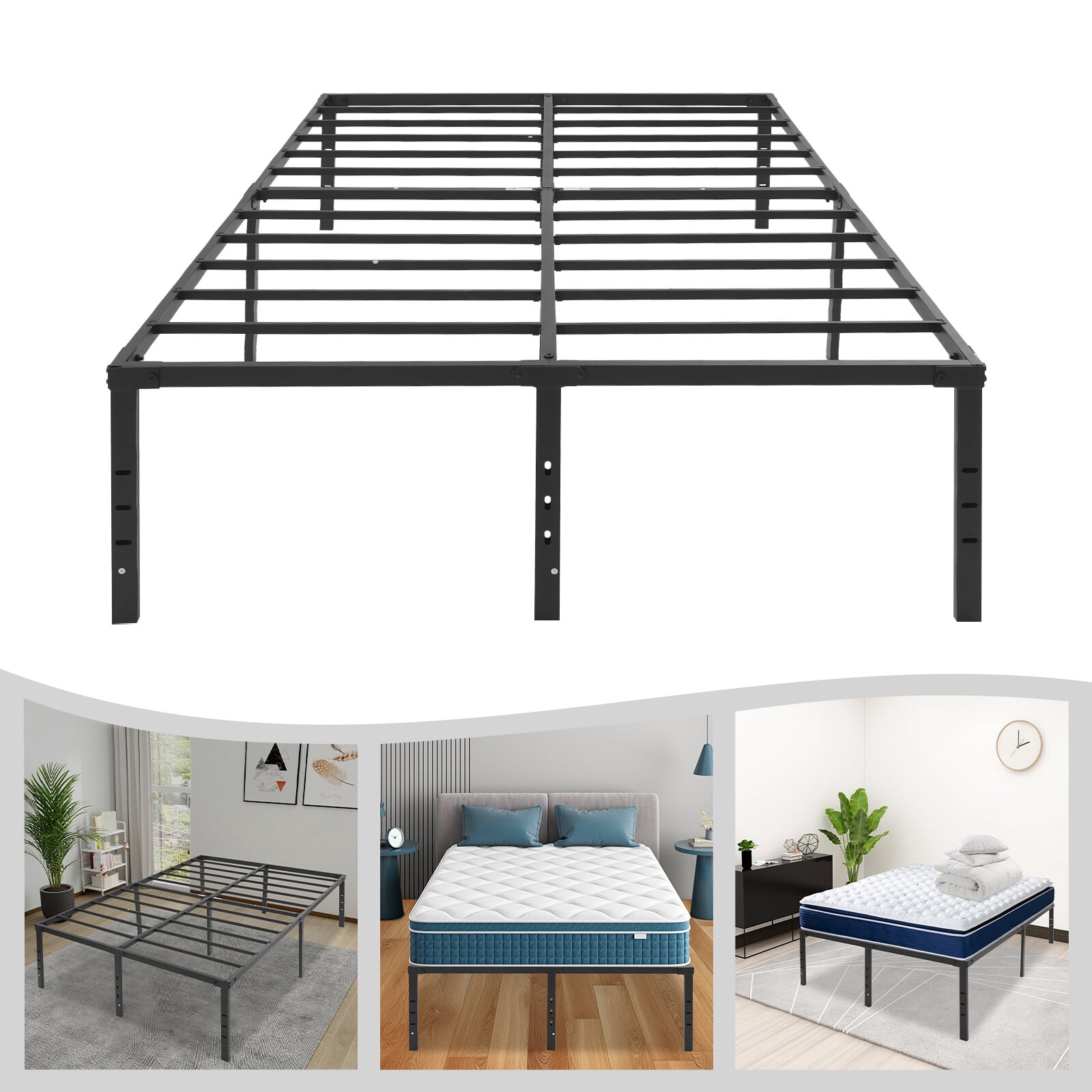 Full Size Bed Frame, Foldable Bed Frame, Heavy Duty Metal Bed Frame ...
