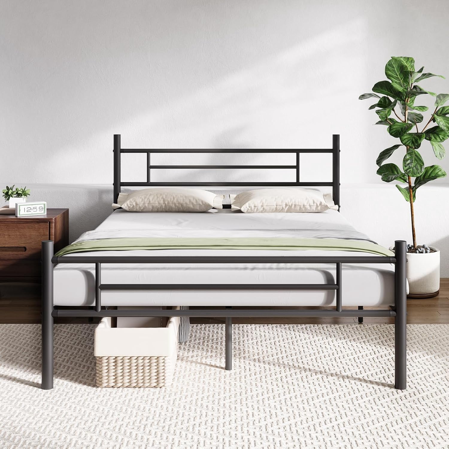 Full Size Bed Frame with Headboard and Footboard, Metal Platform Bed ...