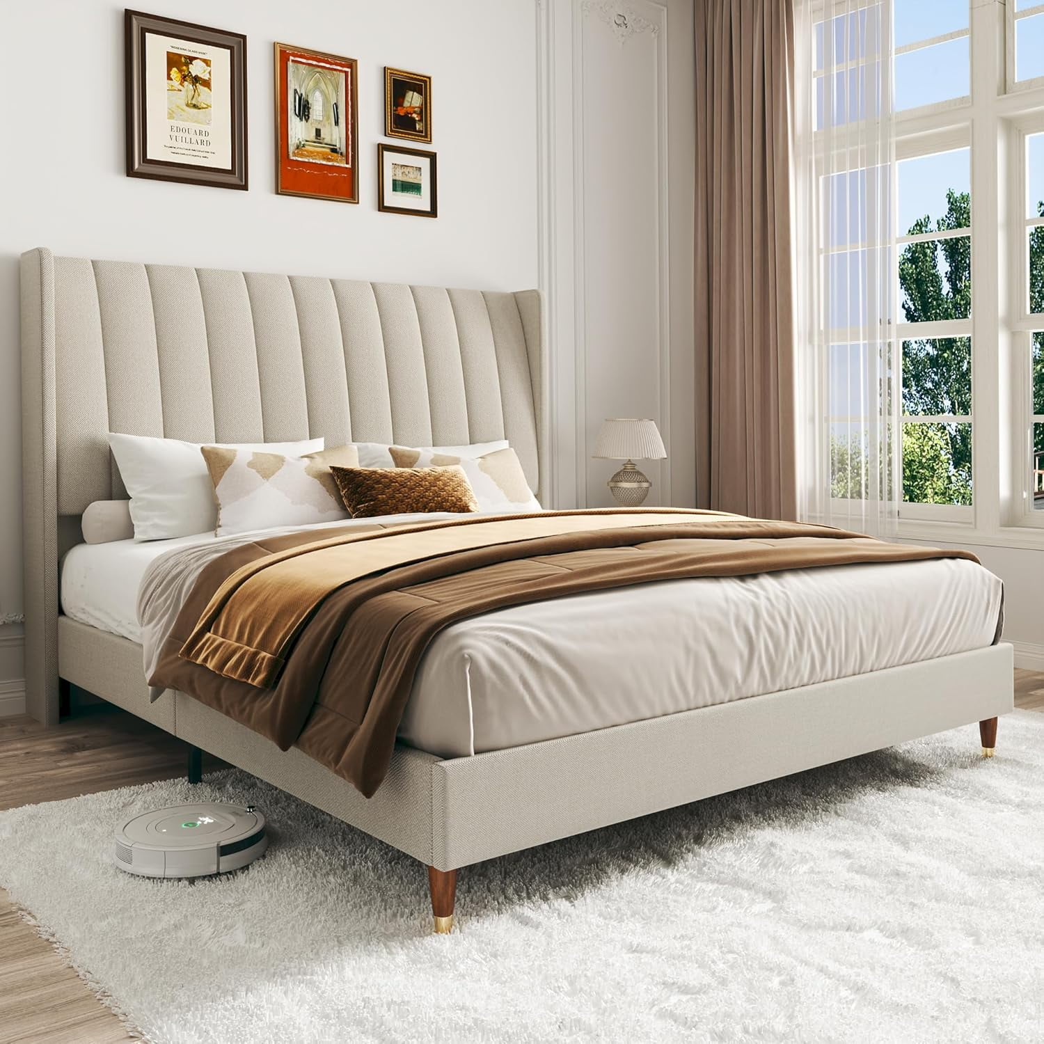 Full Size Bed Frame with Headboard,Upholstered Bed Frame Full with ...