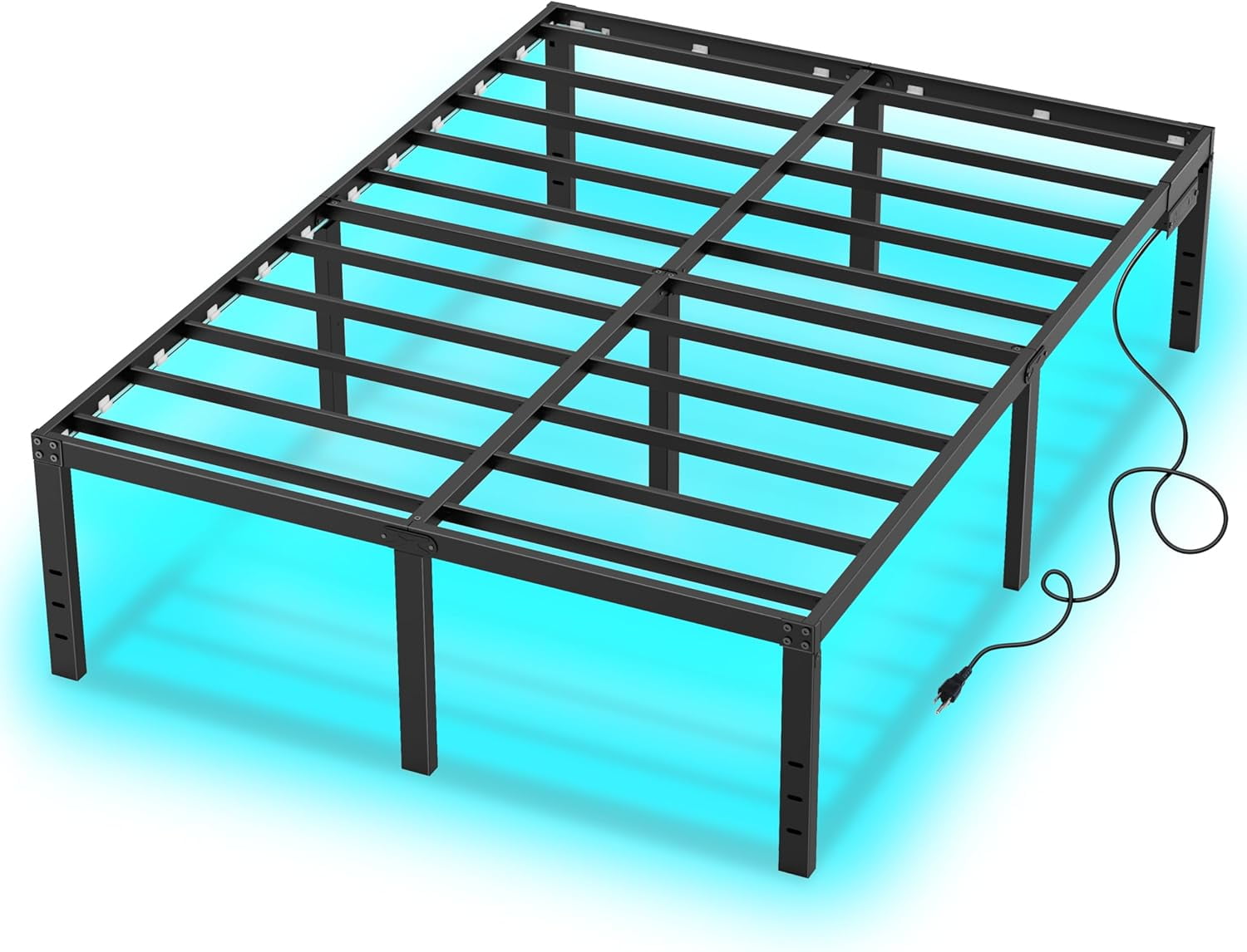 Full Size Bed Frame with LED Lights 14 Inch Platform Bed Frame Full ...