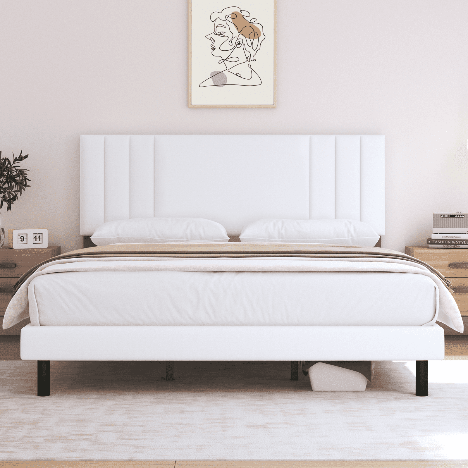Full Size Bed Frame, Lecuneey Platform Bed Frame Full with Fabric ...