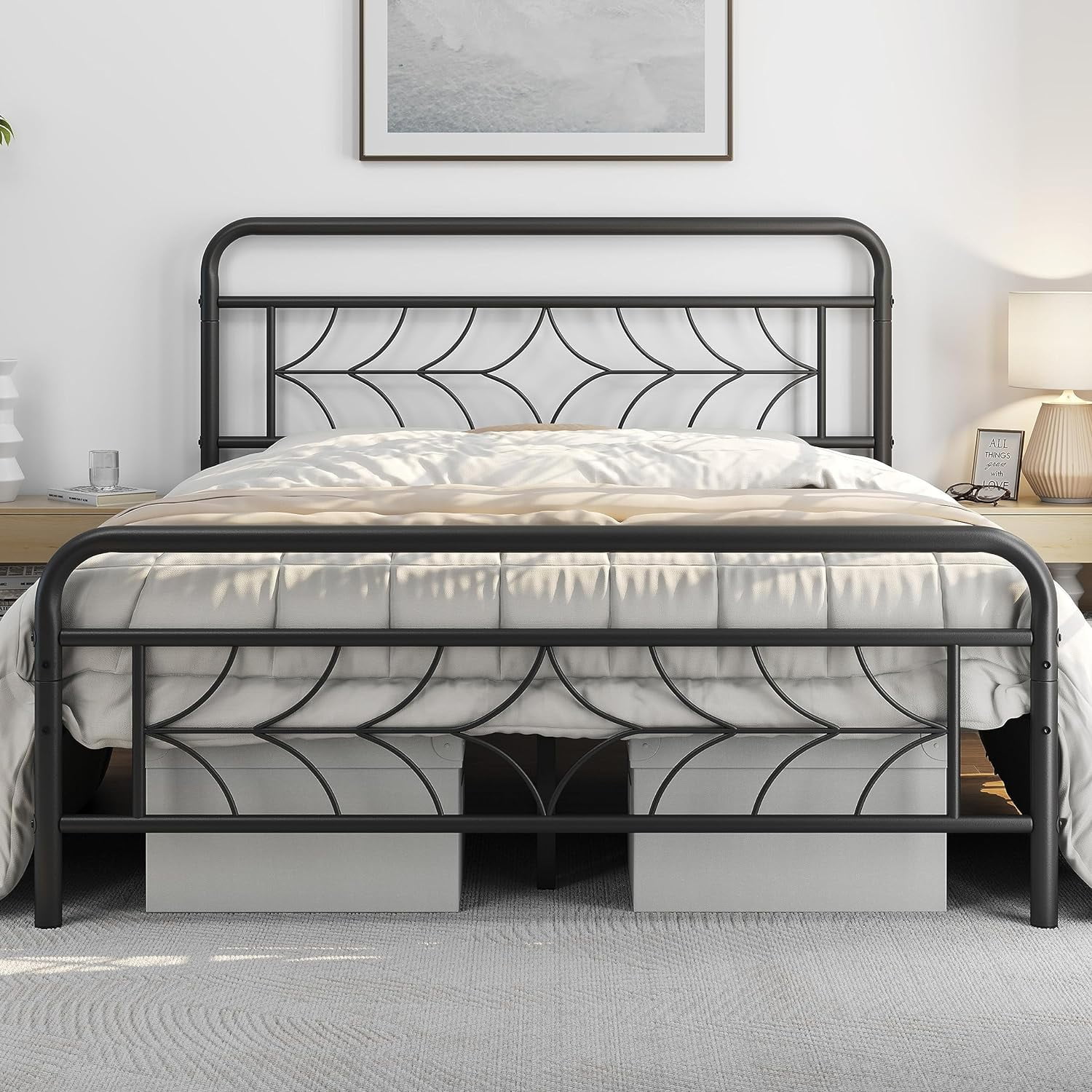 Full Size Bed Frame Metal Platform Bed with Sparkling Star-Inspired ...