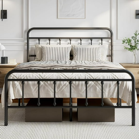 Full Size Bed Frame - Modern Minimalist Victorian Style with Headboard ...