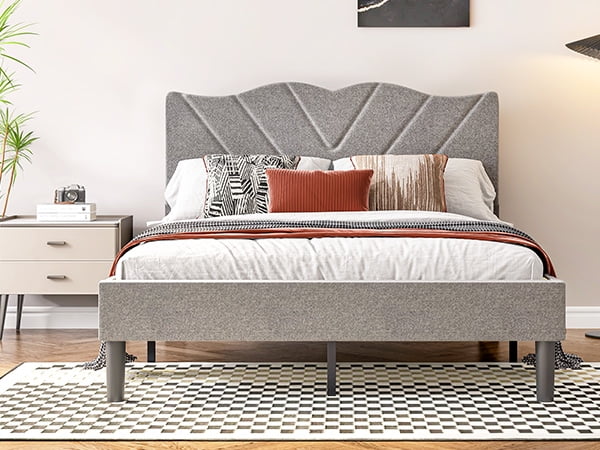 Full Size Bed Frame,Upholstered Platform Bed Frame with Fashion ...