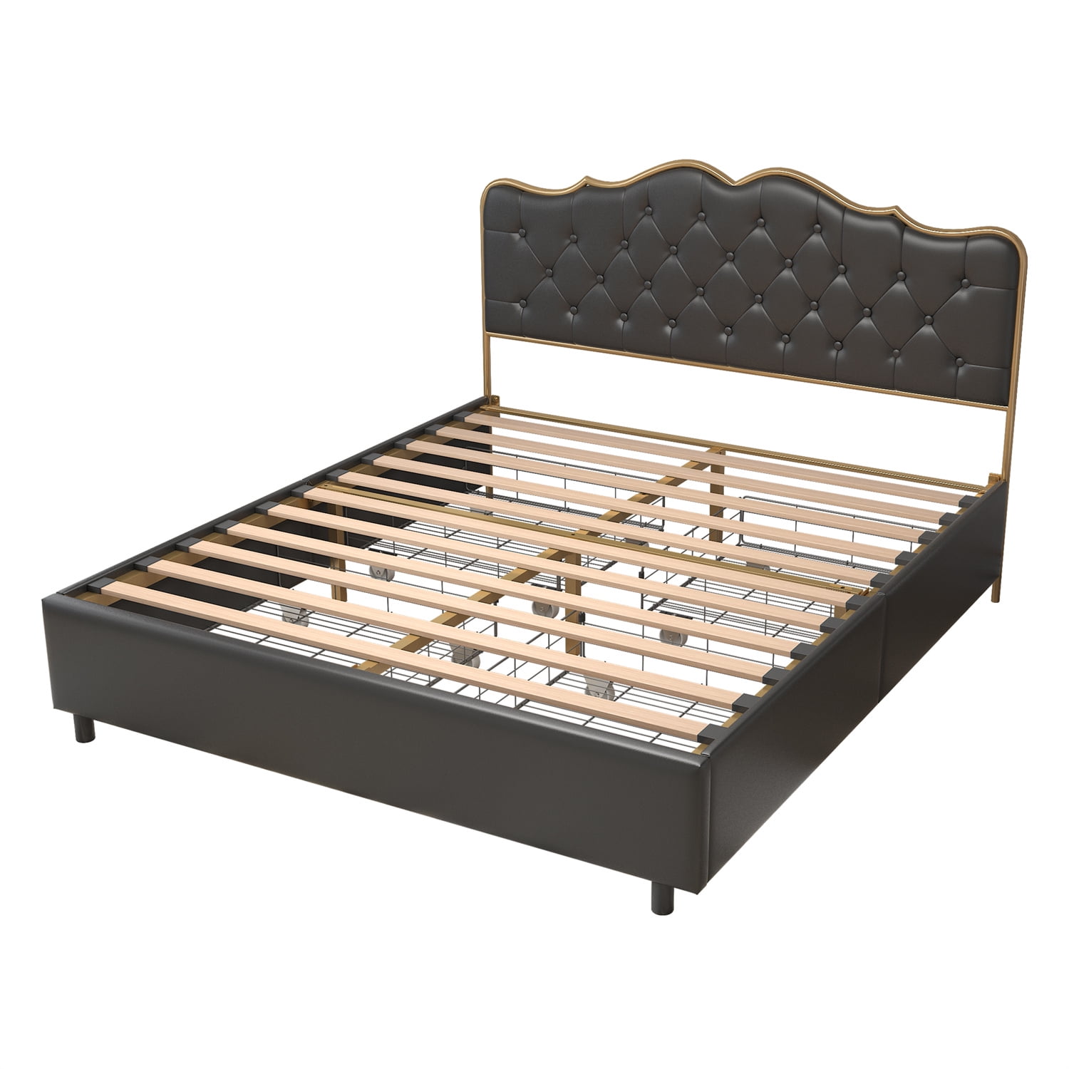 Full Size Bed Frame with 4 Storage Drawers,Platform Storage Bed with ...