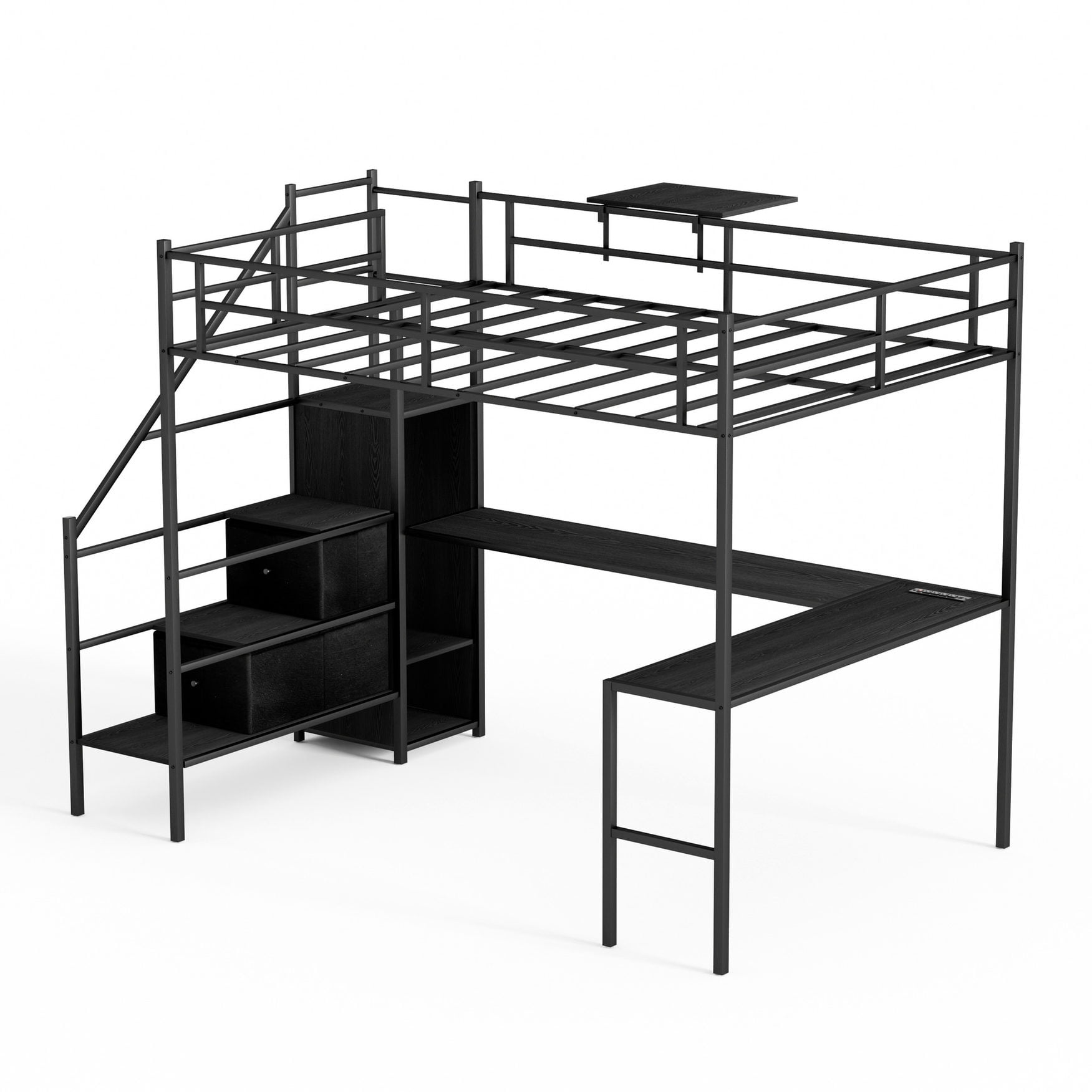 Full Size Black Bed / Metal Frame, LED Strips, Drawers / Enhances ...