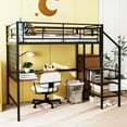 Full Size Black Loft Bed with Guard Rail and Desk / Clean Painted ...