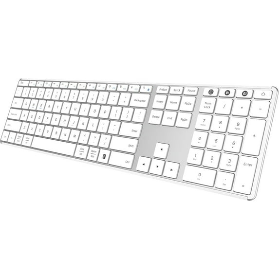 Full Size Bluetooth Keyboard, 2.4G Wireless Quiet Slim Keyboard, Multi ...