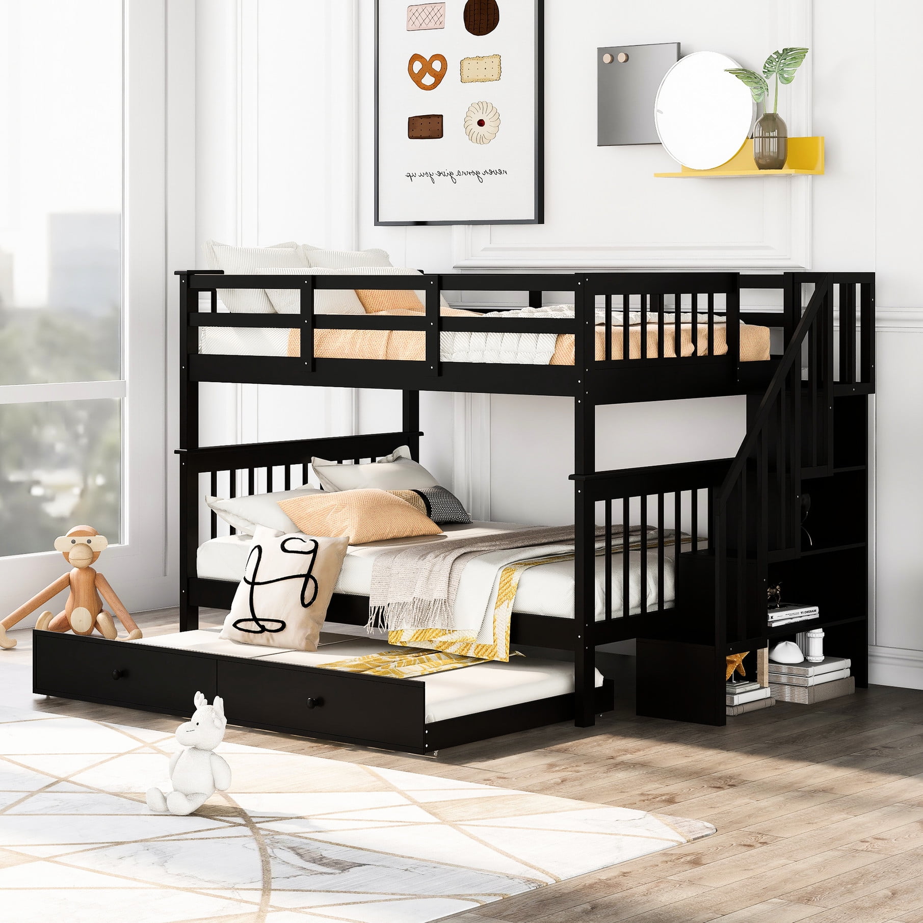 Full - Size Bunk Bed, Hidden Storage | In Sleepover Rooms, Saves Space ...