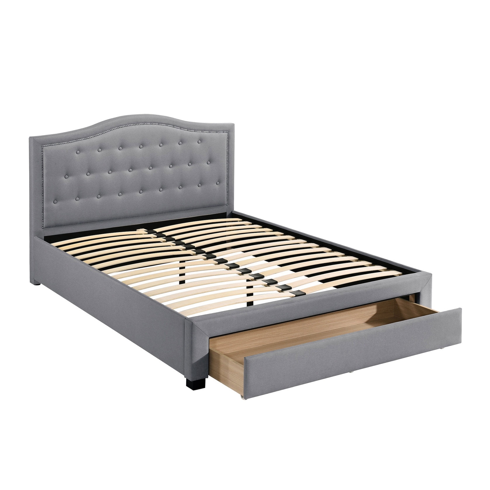 Full Size Burlap Bed | Transitional Style & Storage | Bedroom Setup ...