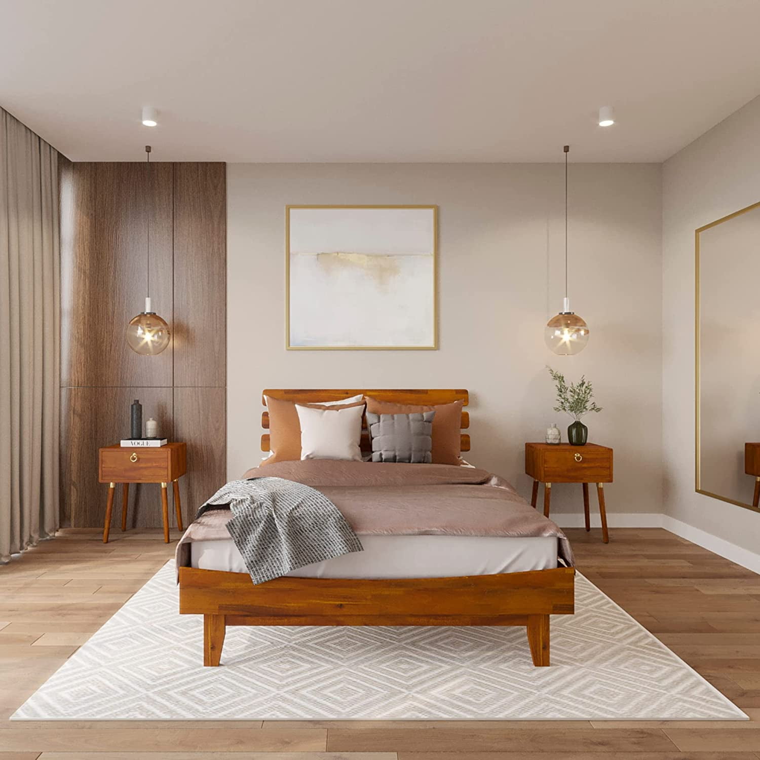 Full Size | Caden 55x82x15in Deluxe Bed Frame with Adjustable Headboard ...