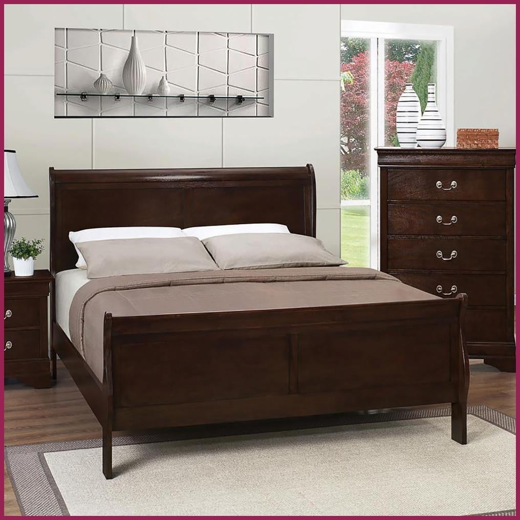 Full Size Cappuccino Sleigh Bed Frame - Asian Hardwood & Veneer for ...