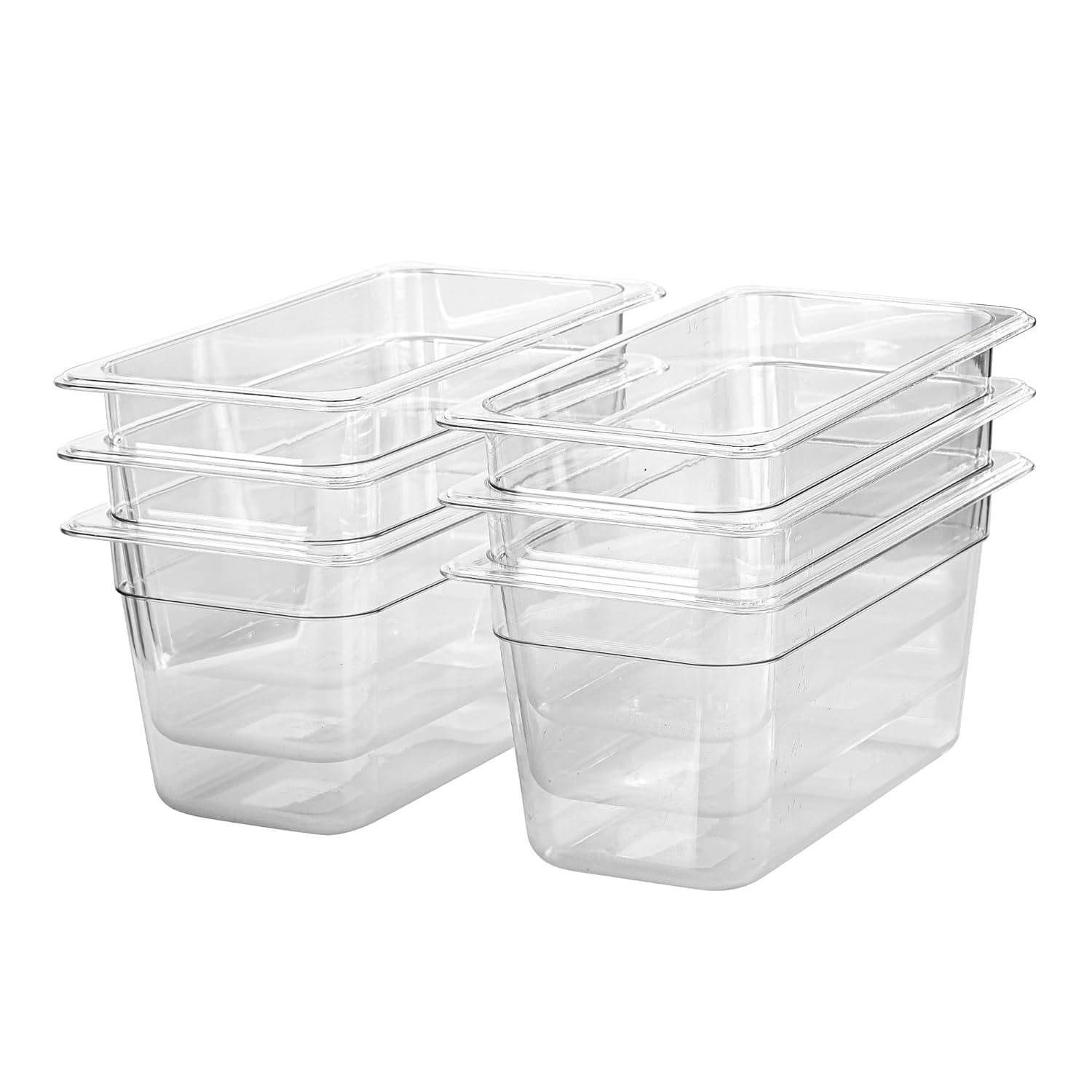 Full Size Clear Food Pans 6 pack 6 Inch Deep Pan Stackable ...