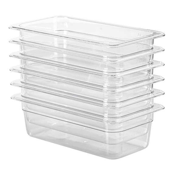 Full Size Clear Food Pans 6 pack 6 Inch Deep Pan Stackable ...