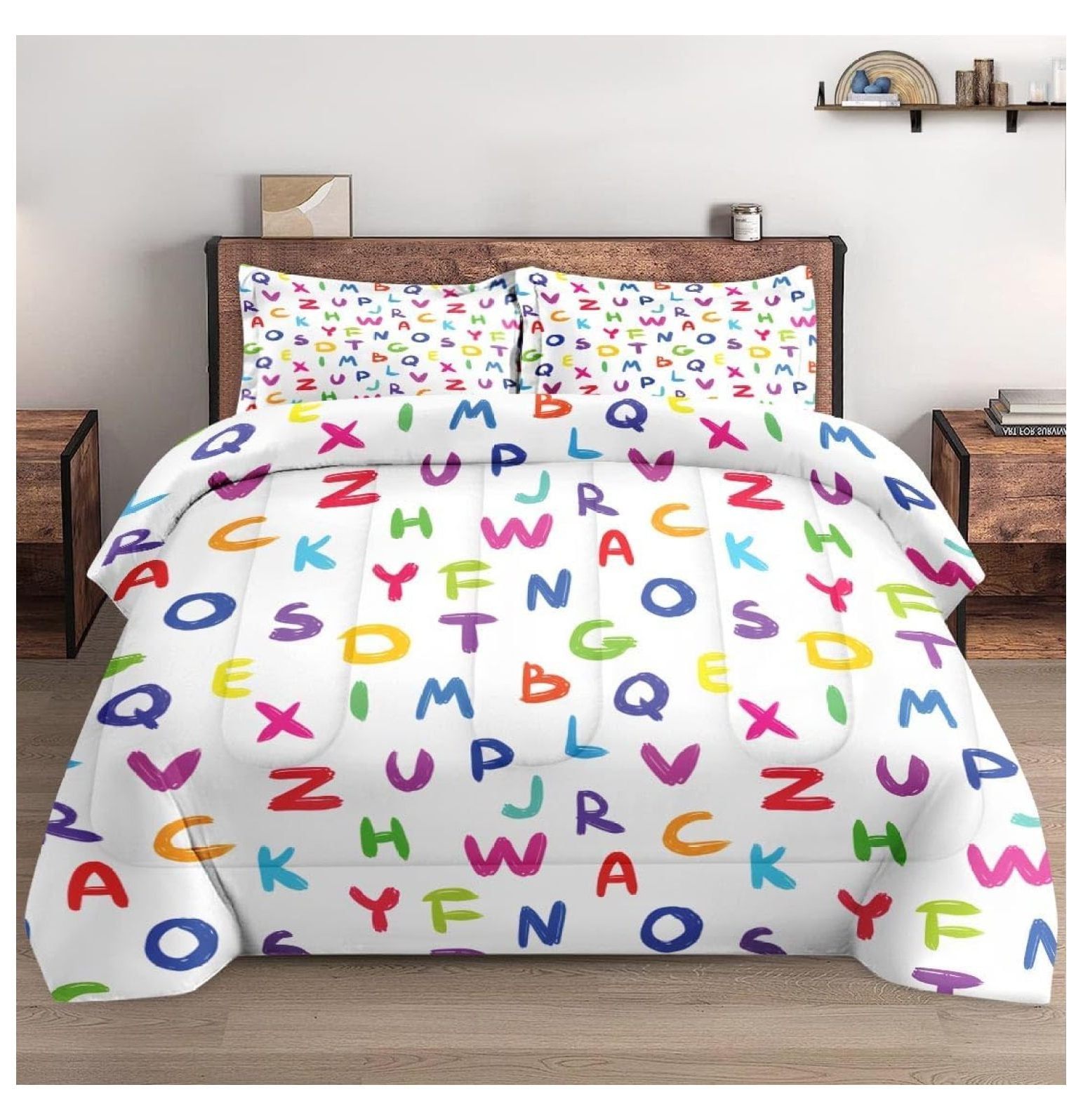 Full Size Comforter Set with 2 Pillowcases, Colorful Multicolored ...