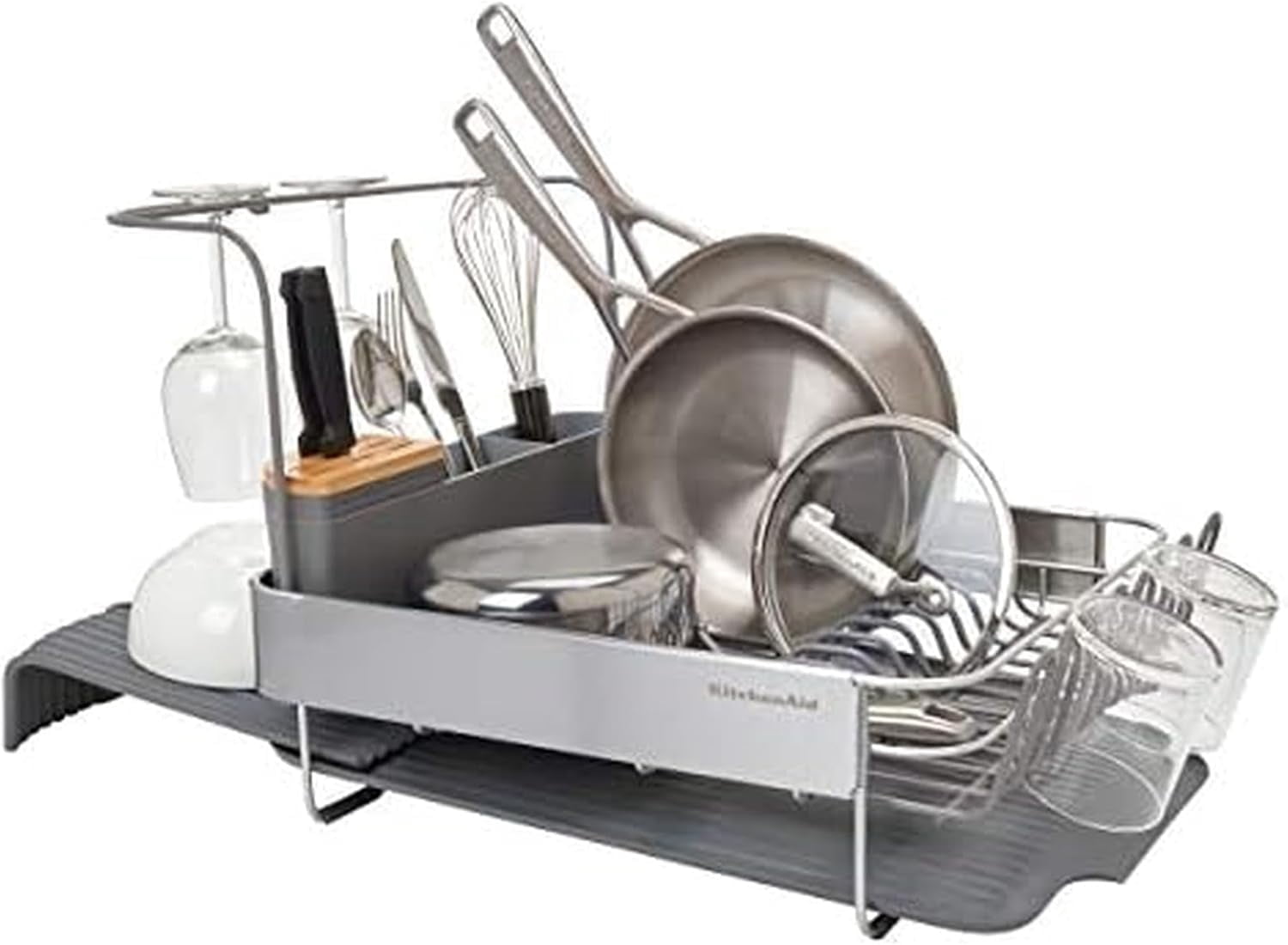 Full Size Compact to Full Capactiy Expandable Rust Dish Rack with Self ...