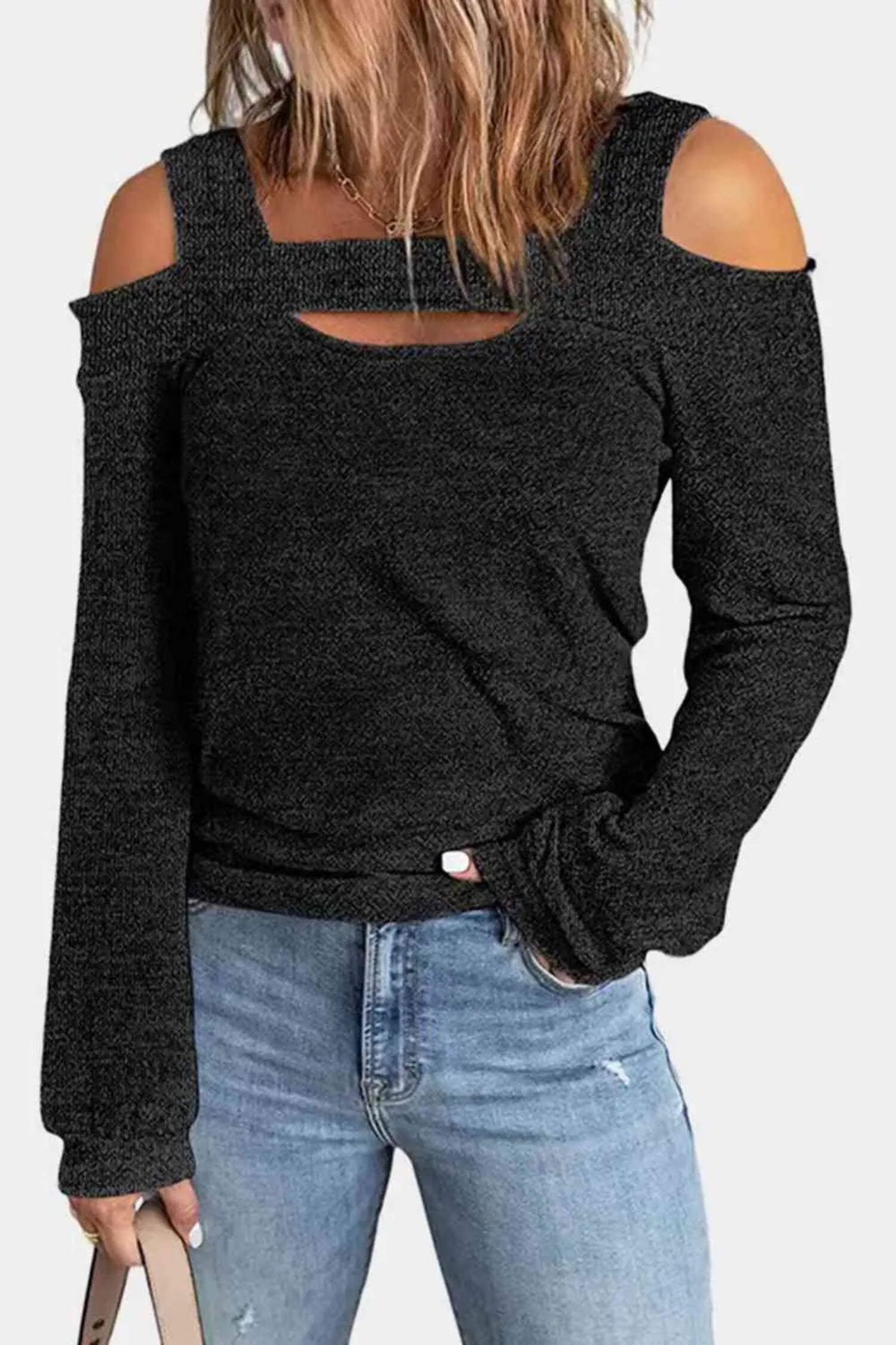 BazaarBey Full Size Cutout Cold Shoulder Blouse - BazaarBey - Walmart.com