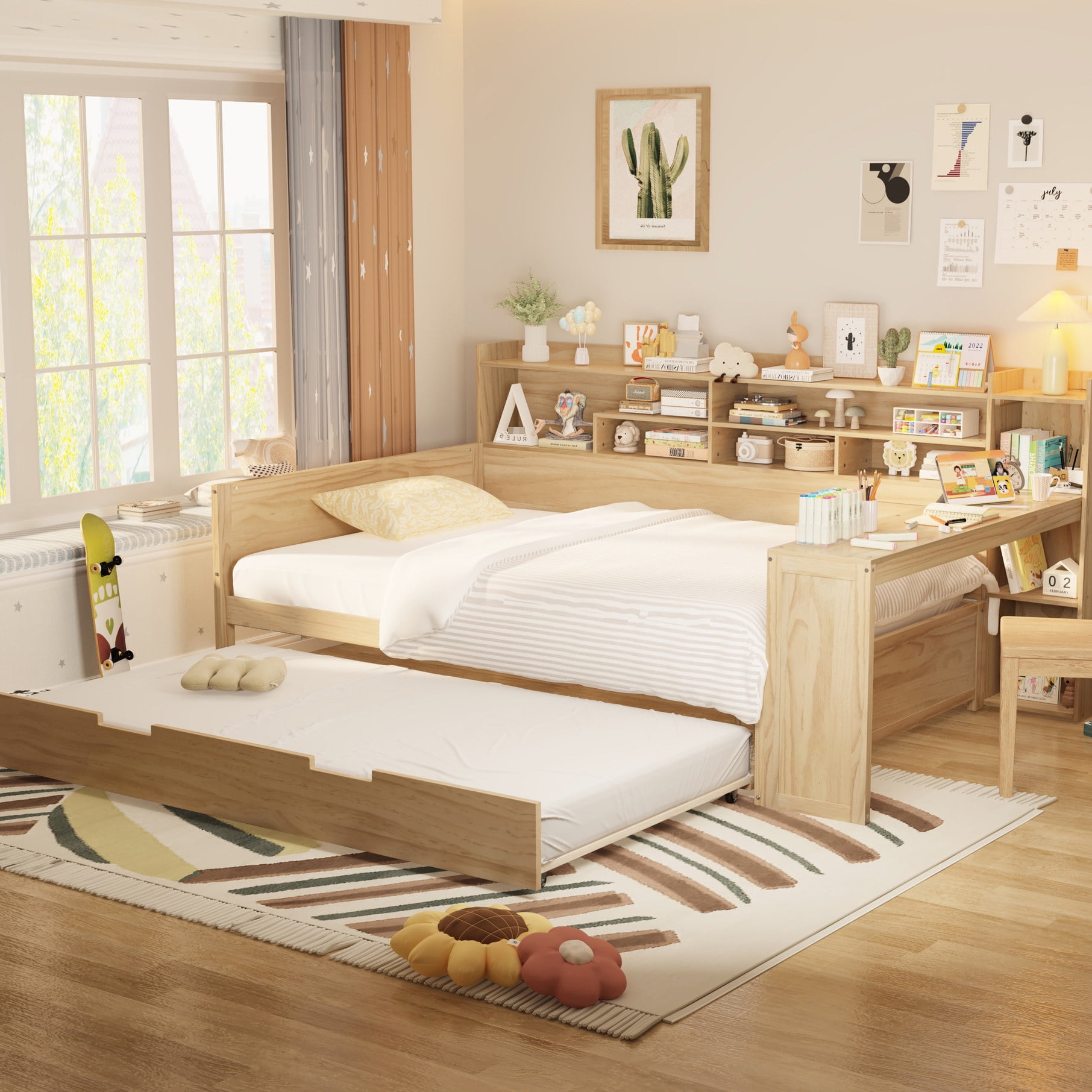 Full Size Daybed | Built-In Study Desk | Trundle & Storage Shelves ...