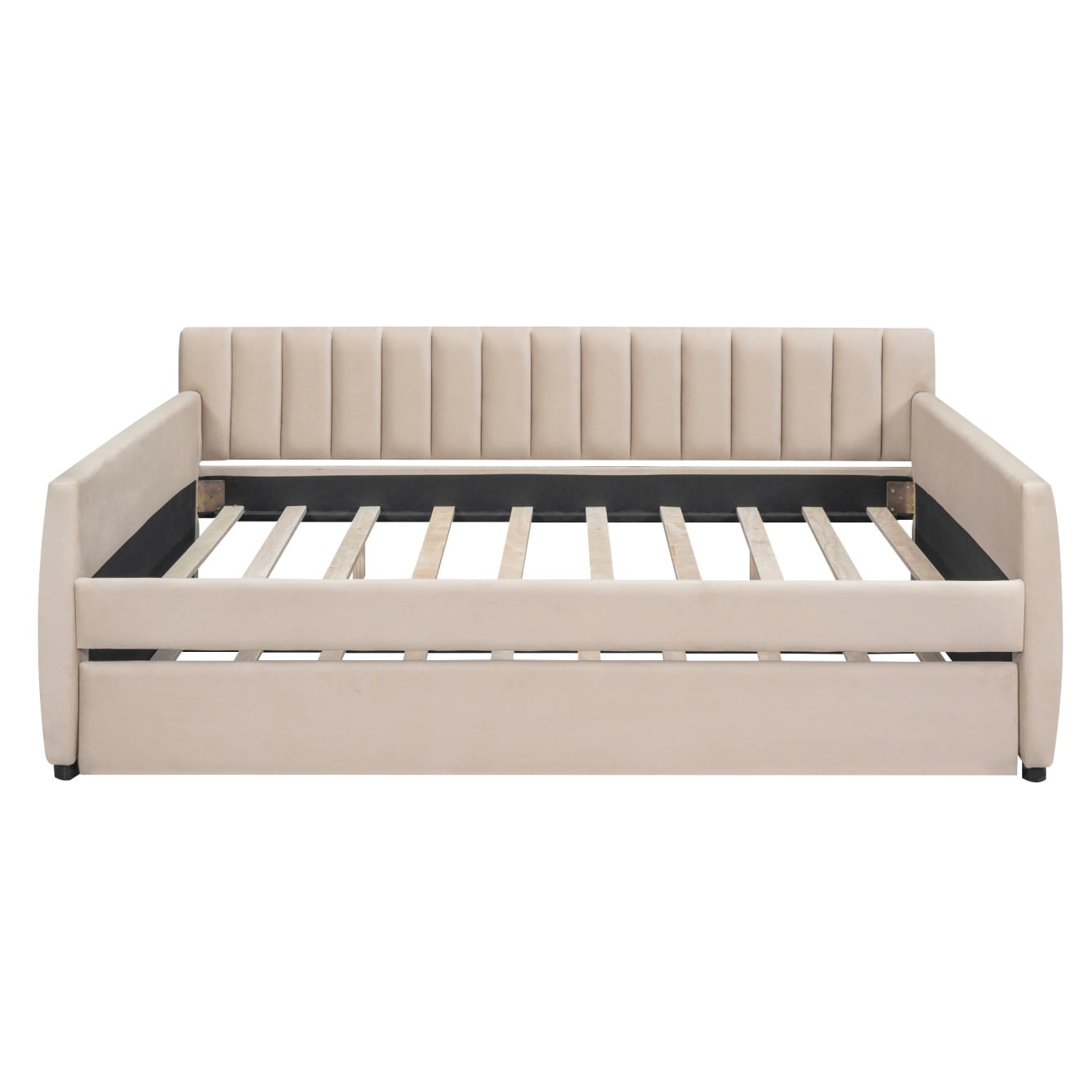 Full Size Daybed with Pullout Trundle, Modern Sofa Platform Bed with ...