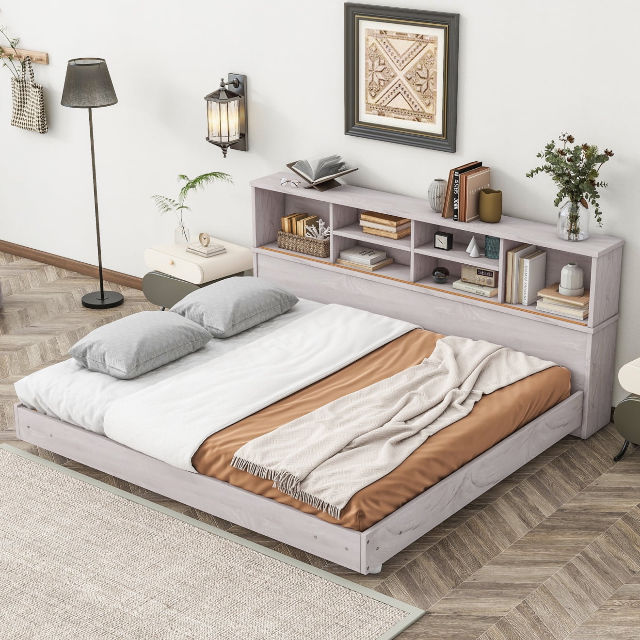 Full Size Daybed with Storage Bookcases, Modern Multi-Functional Sofa ...