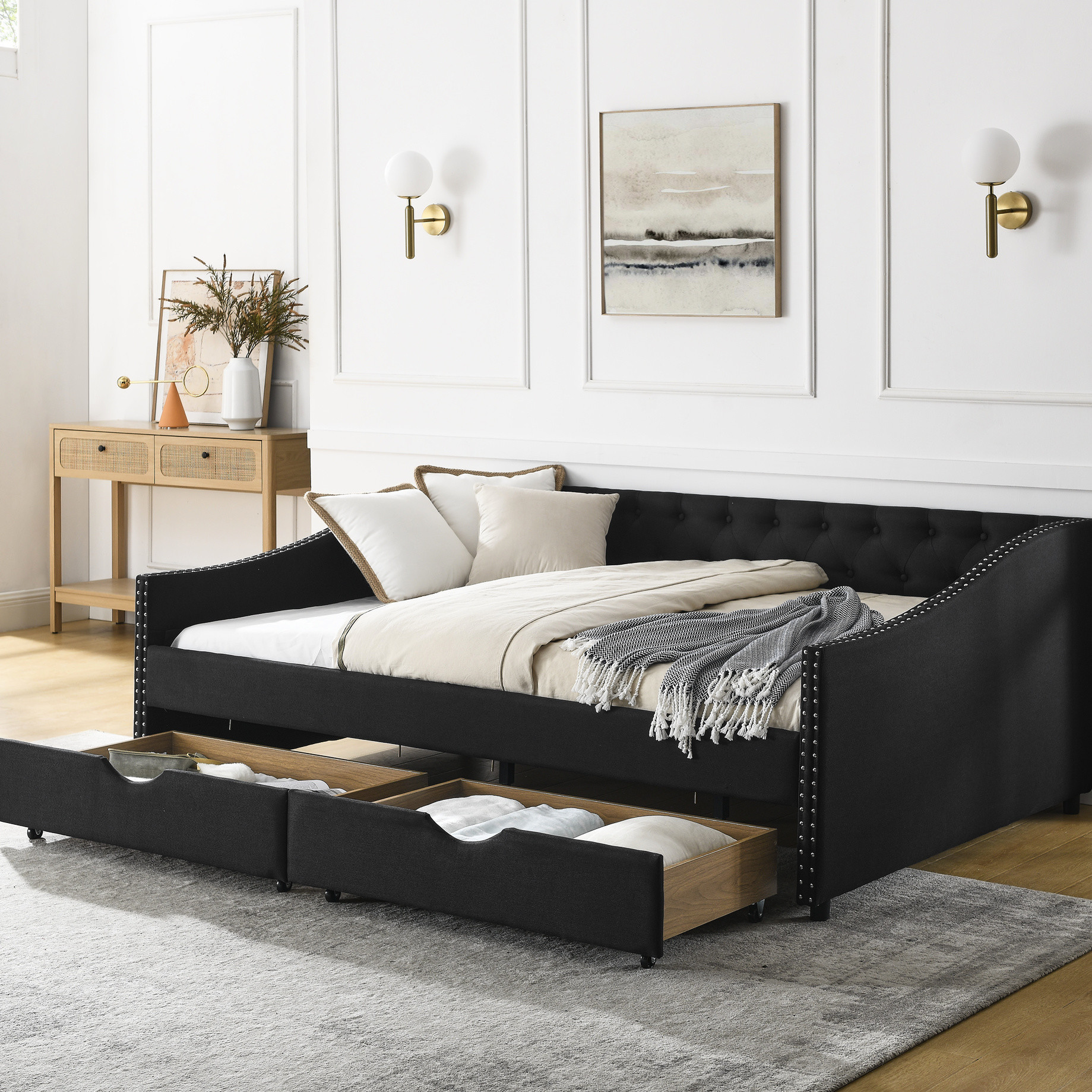 Full Size Daybed with Storage | Button Tufted Back, Ideal for Relaxing ...