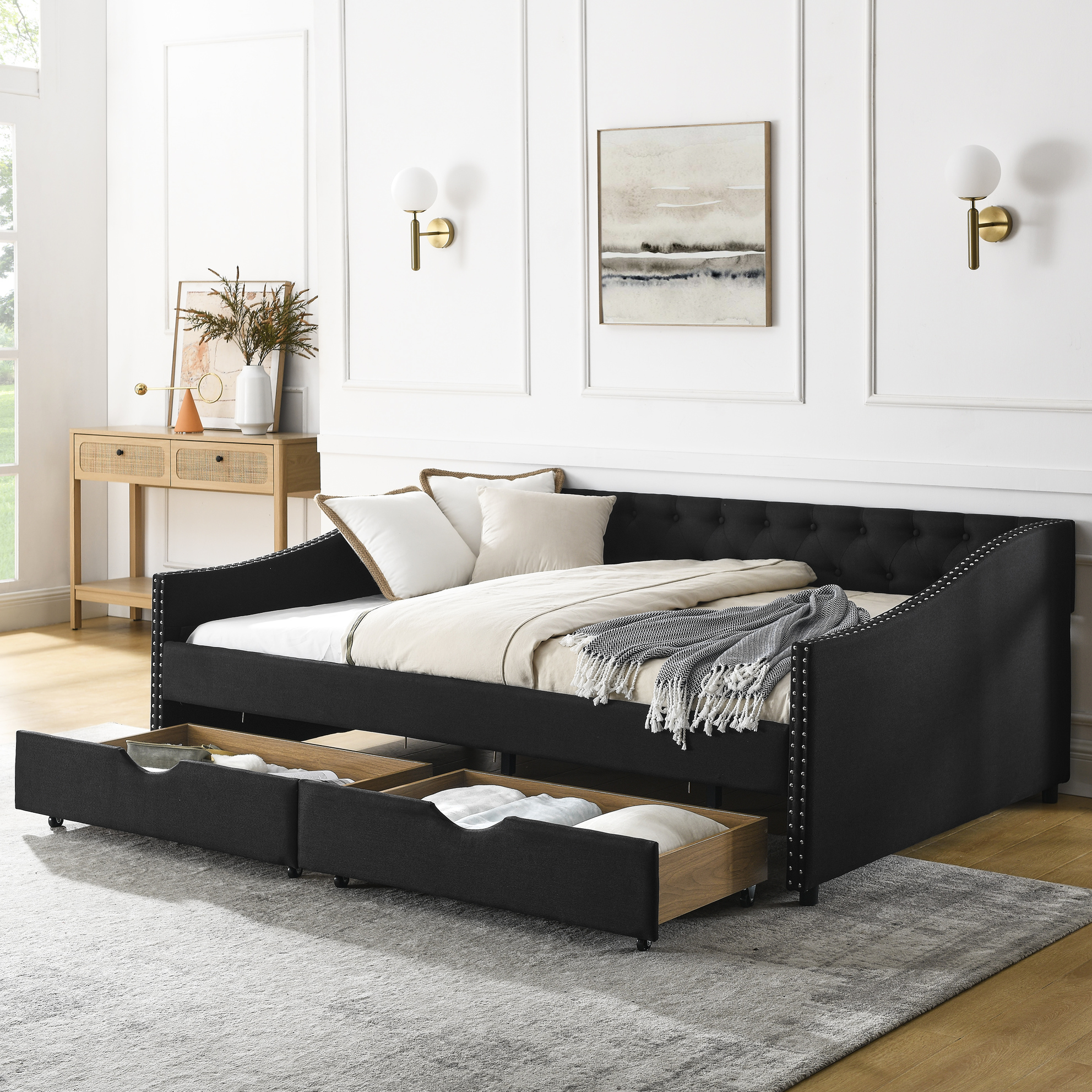 Full Size Daybed With Comfortable Padding And Design, Drawers For ...