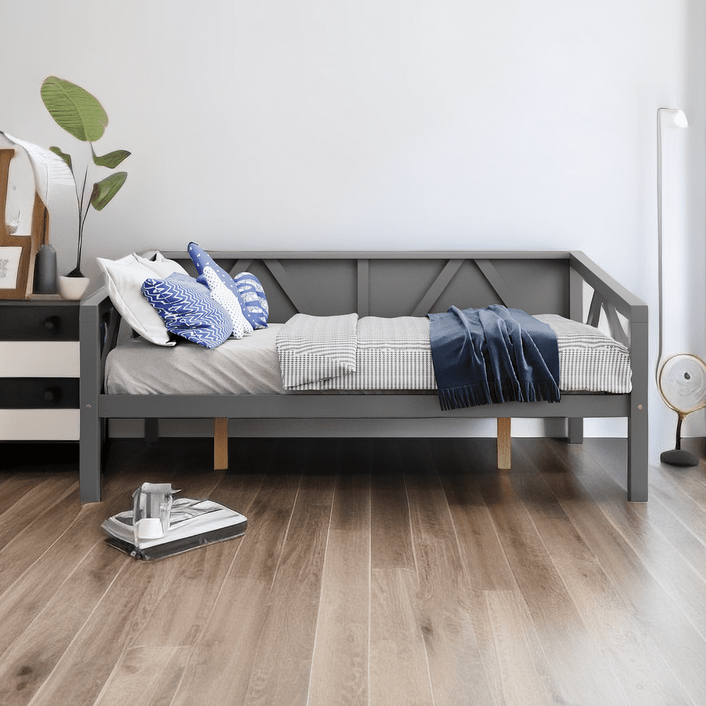 Full Size Daybed Wooden Day Bed Frame with Wood Slat Support Dual-use ...