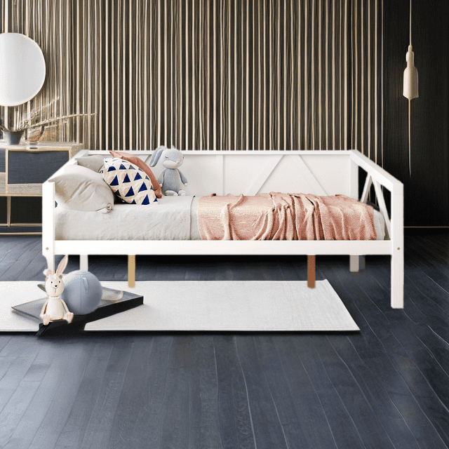Full Size Daybed Wooden Day Bed Frame with Wood Slat Support Dual-use ...