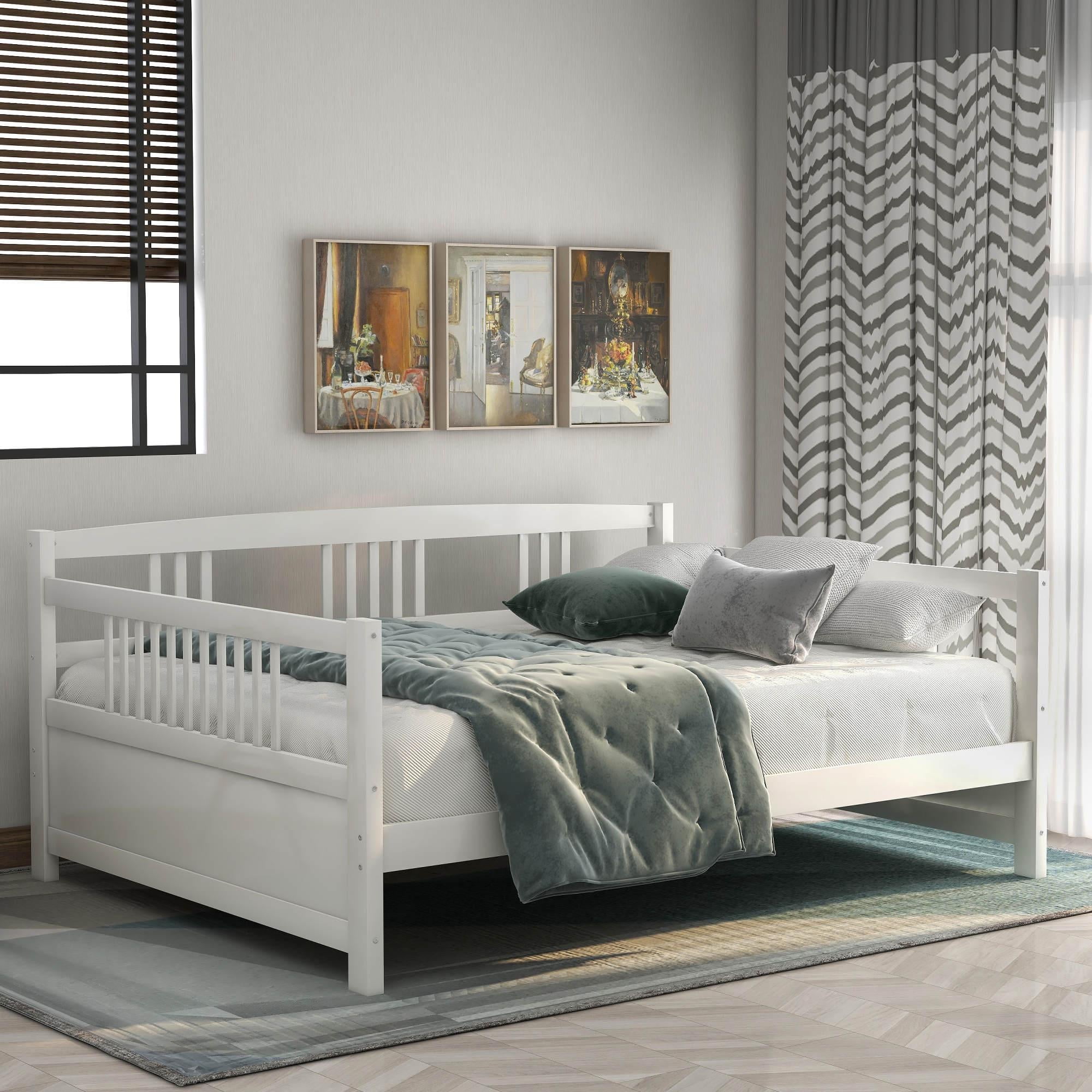 Full Size Wooden Daybed & Sofa Bed for Kids/Teens Bedroom/Guest Room ...