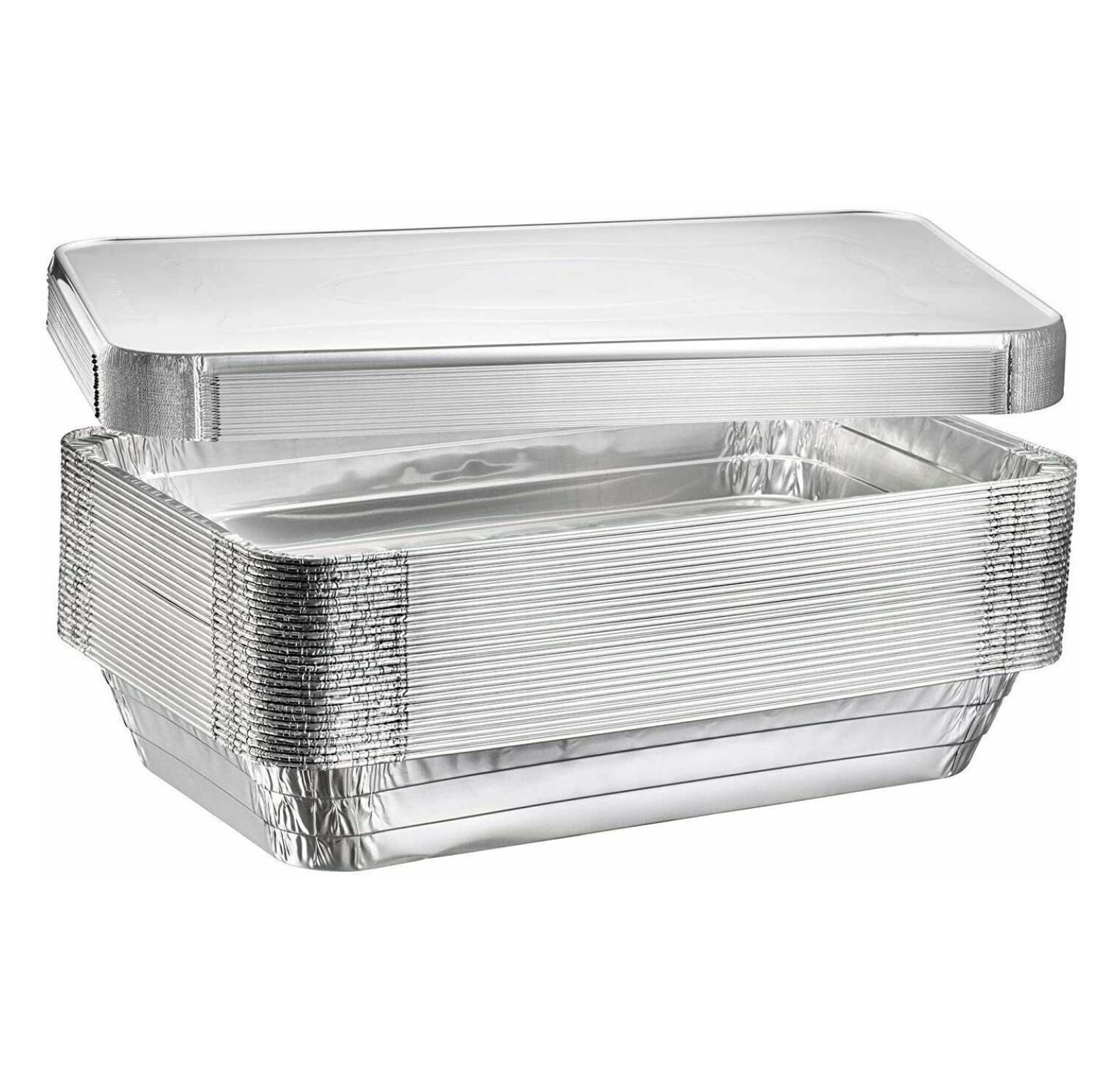 Full Size Deep Aluminum Pan with Aluminum Lid Disposable Trays Steam ...
