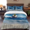 Full Size Duvet Cover 4 Piece Bedding Set Abstract Blue Gradients Ocean ...