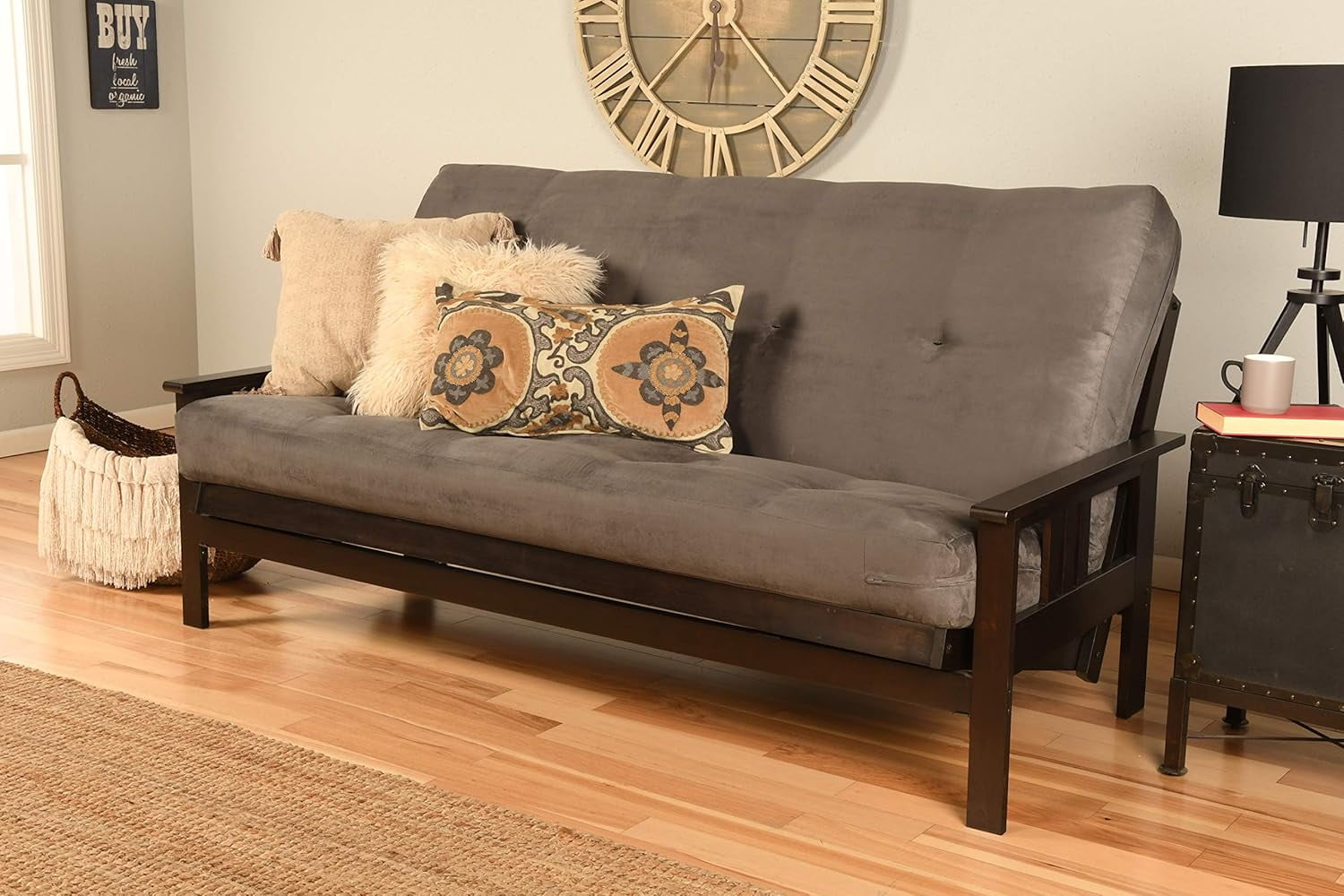 Full Size Excelsior Espresso Futon Frame Innerspring Mattress Sofa Bed ...