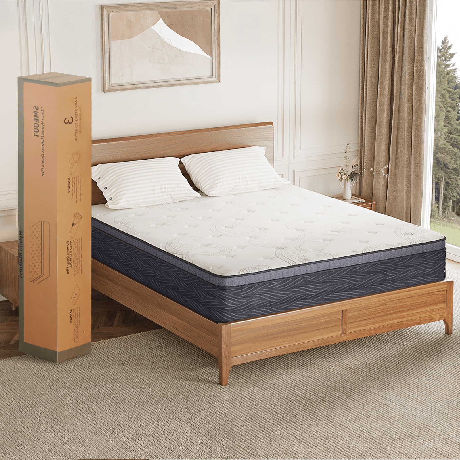 Full Size Foam and Spring Hybrid Mattresses, 12 Inch Medium Firm ...