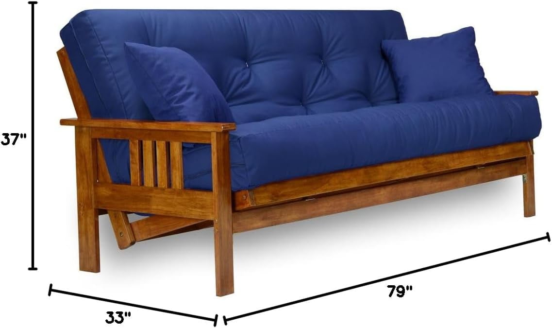 Full Size Futon Set with Solid Hardwood Frame & Tufted Mattress, Royal ...