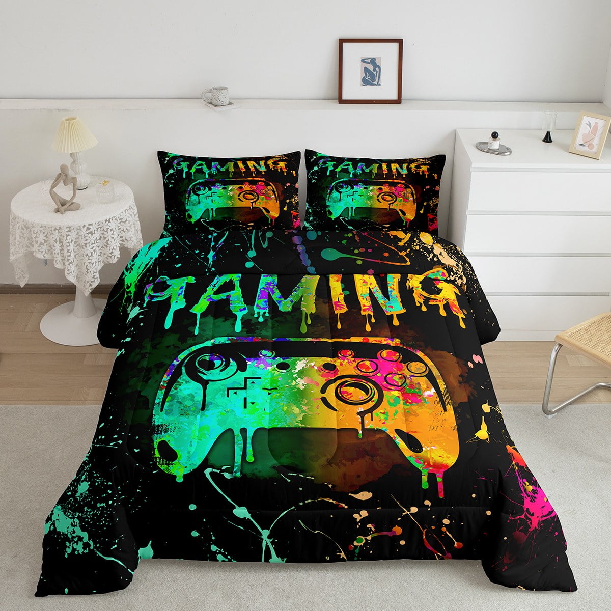 Full Size Gamer Comforter Sets ,Gaming Bedding Sets Teens,Gamepad ...