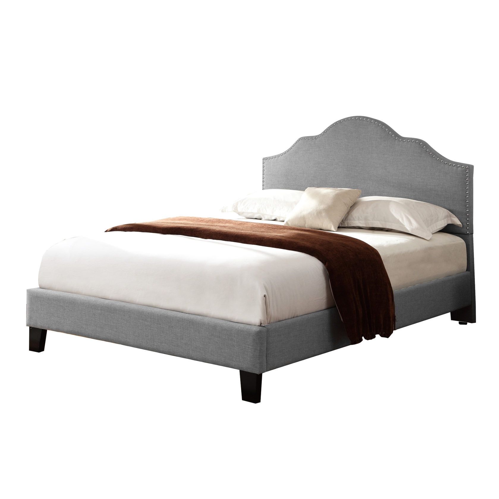 Full Size Gray Bed with Solid Wood Frame / Quick Unpack and Install ...