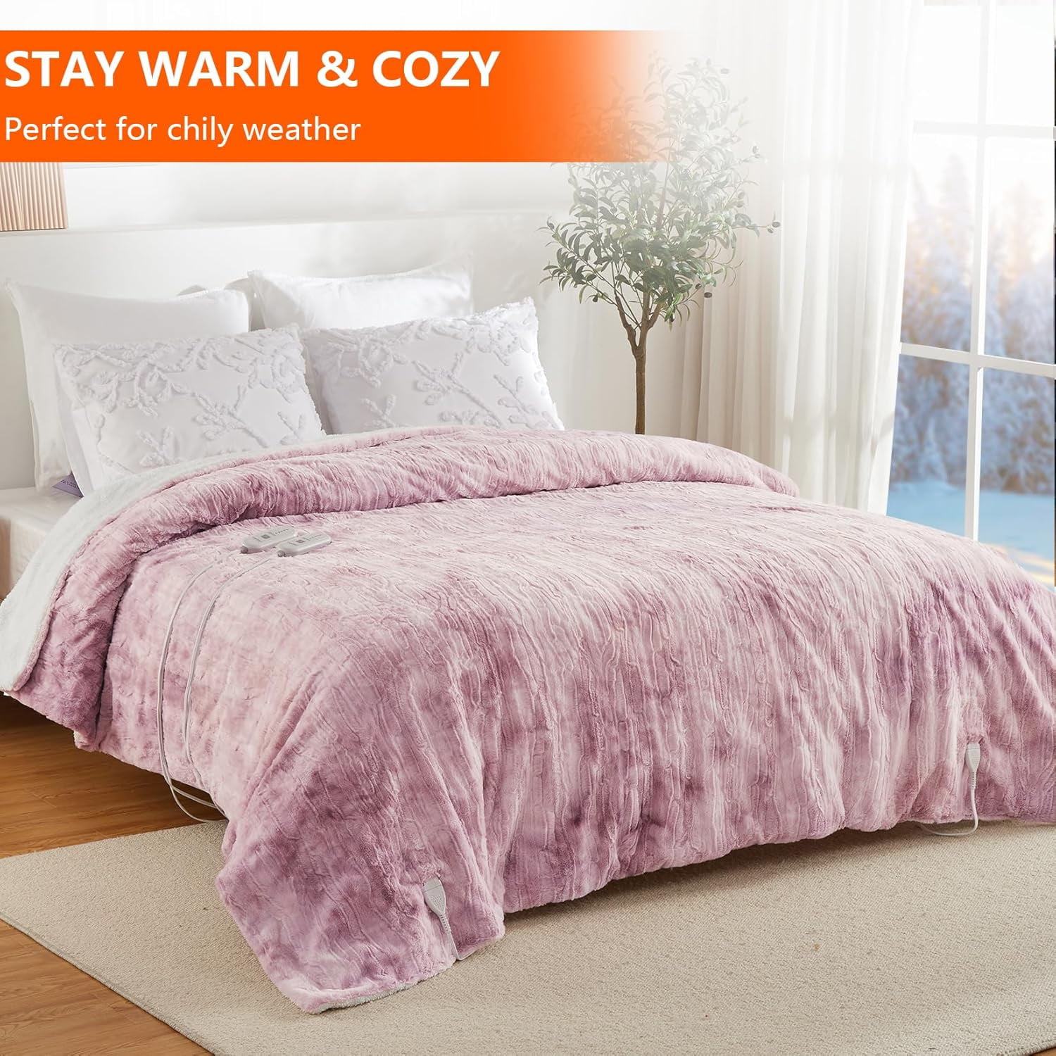 Full Size Heated Blanket | Fast Heating with 5 Levels & 10-Hour Auto ...