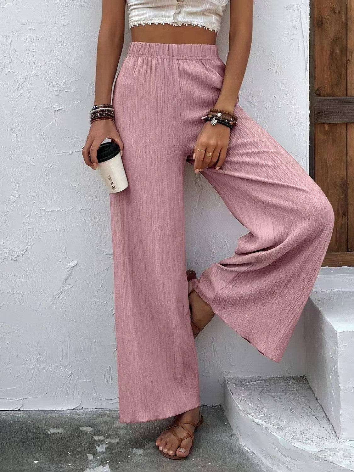 Full Size High Waist Wide Leg Pants - Walmart.com