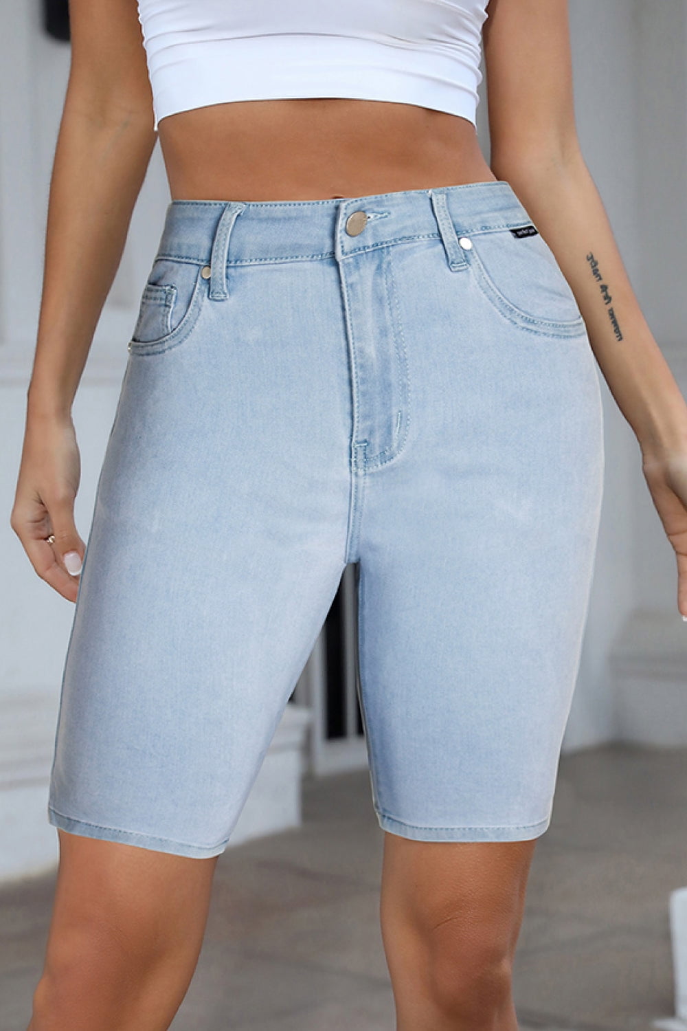 Full Size Highly Stretchy Denim Shorts, Trendsi - Walmart.com