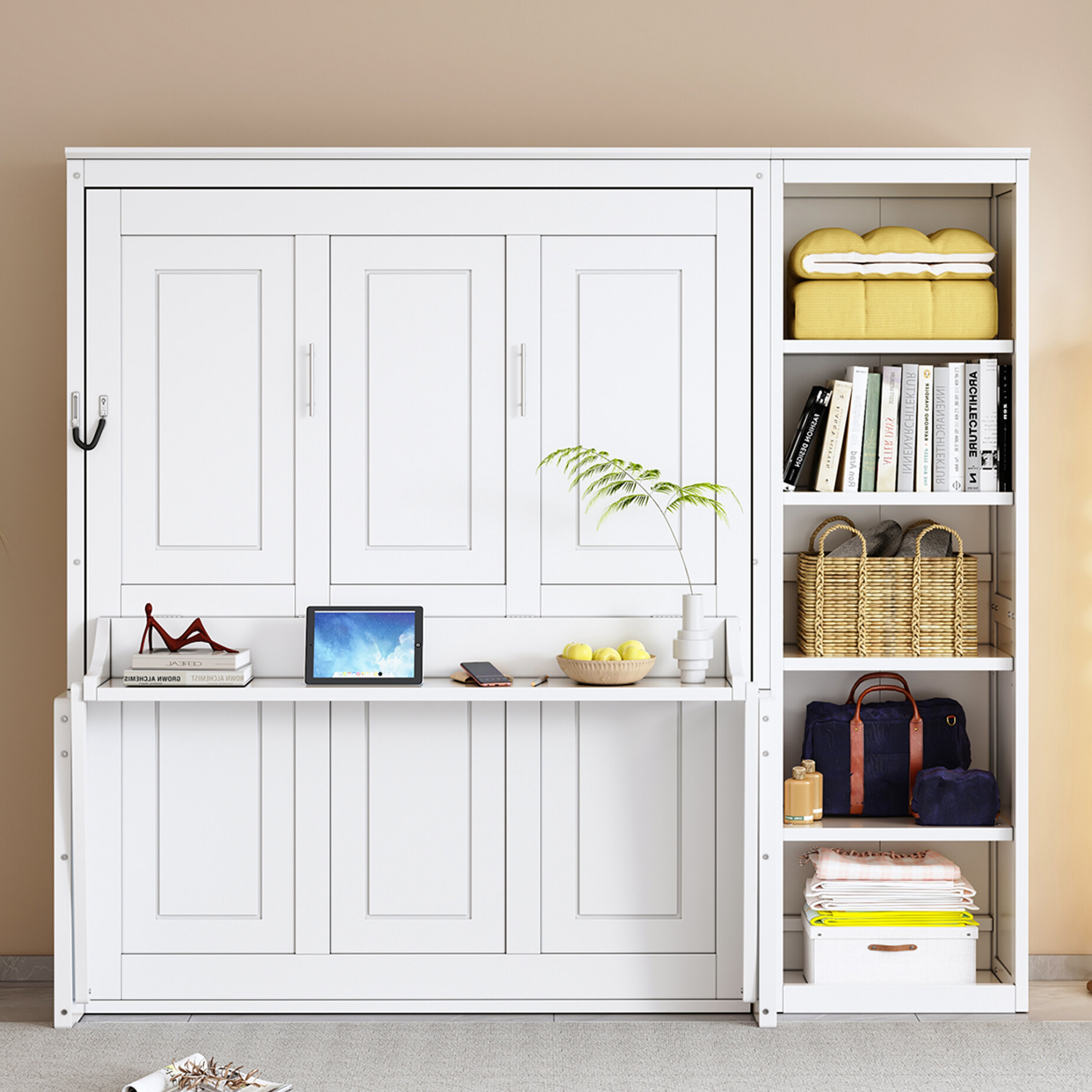 Full Size Horizontal Murphy Bed, Full Murphy Bed with Desk & Storage ...