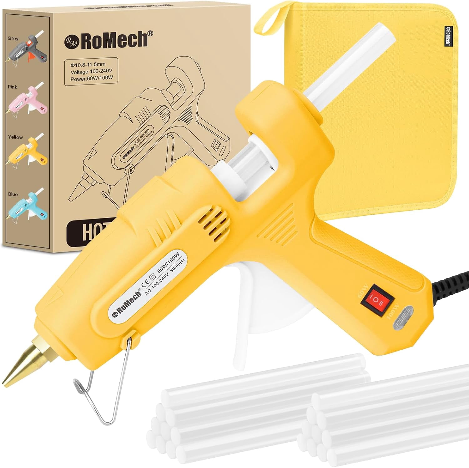 Full Size Hot Glue Gun with 60/100W Dual Power and 21 Hot Glue Sticks ...