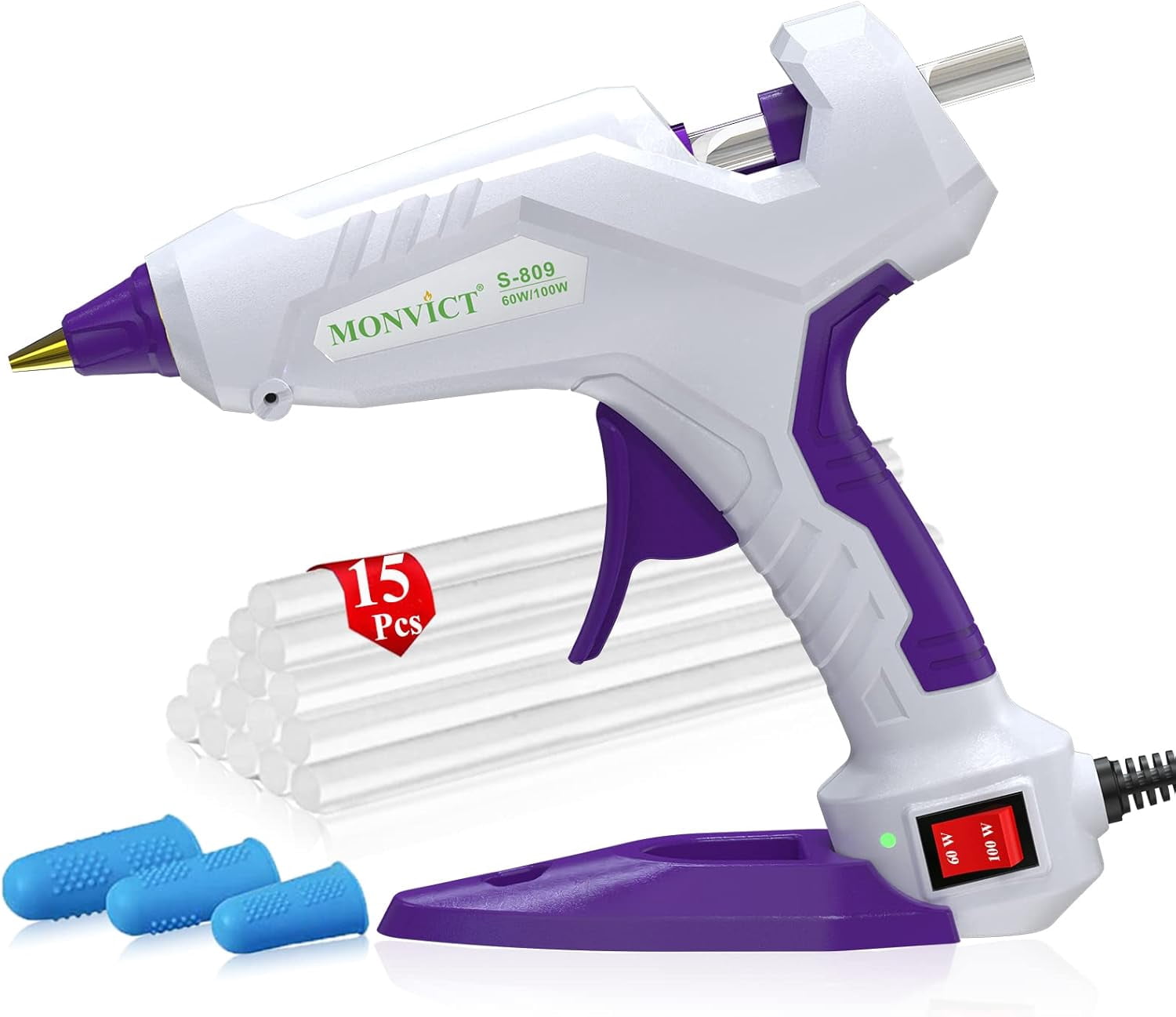 Full Size Hot Glue Gun, Dual Temp Glue Gun 60/100W Base Stand Heavy ...