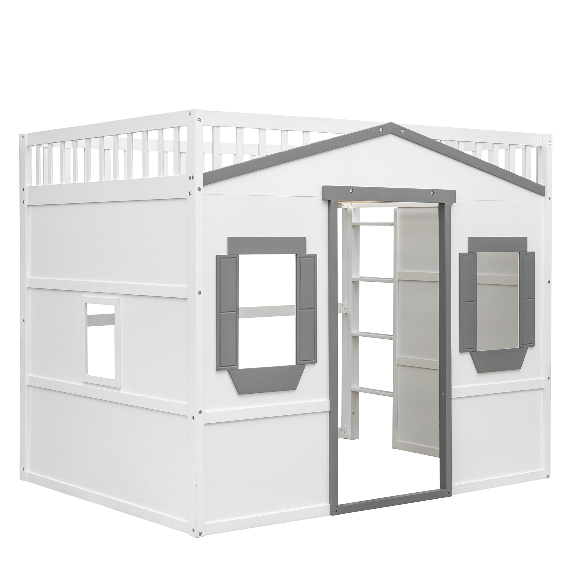Full Size House Loft Bed, House Bed for Kids with Ladder, Twin Loft Bed ...