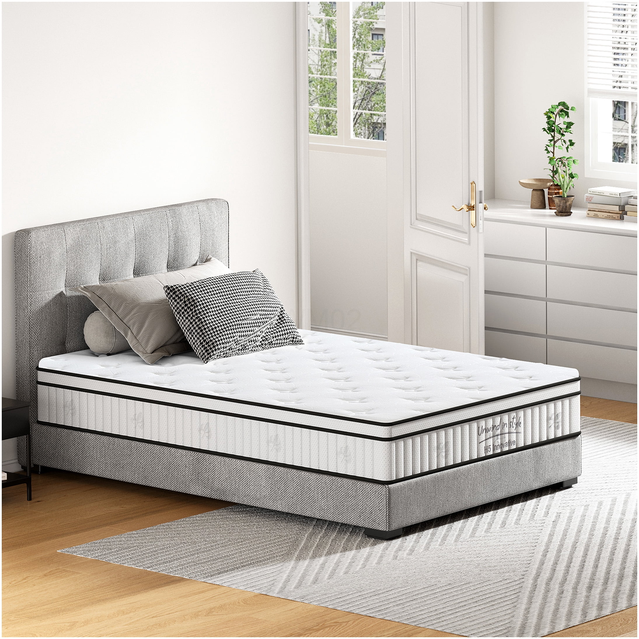 Full Size Hybrid Mattress, 12 Inch Medium Firm Bed with Cooling Gel ...
