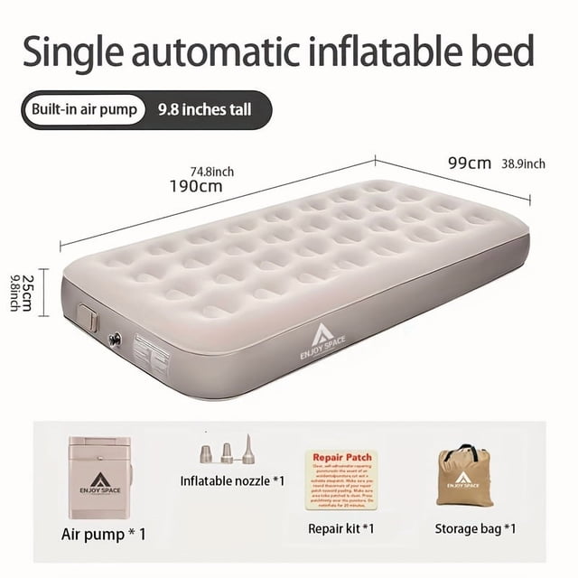 "Full-Size Inflatable Mattress with Built-In Pump - No Plug Needed ...