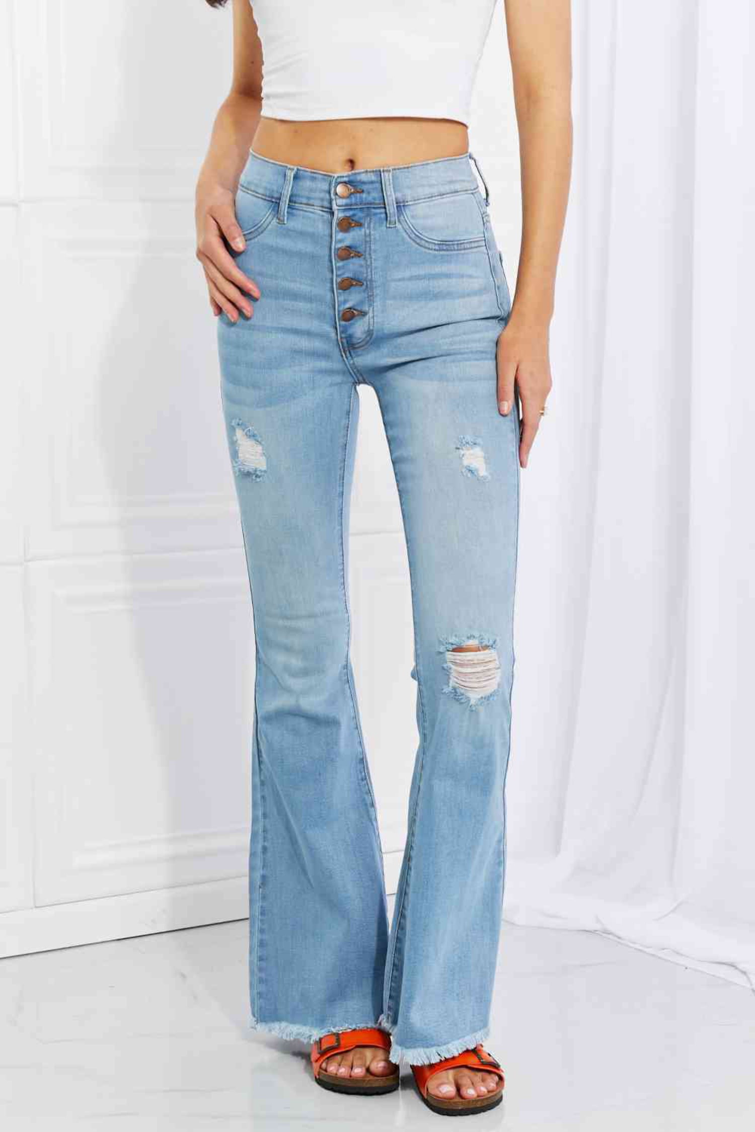 Full Size Jess Button Flare Jeans - Walmart.com